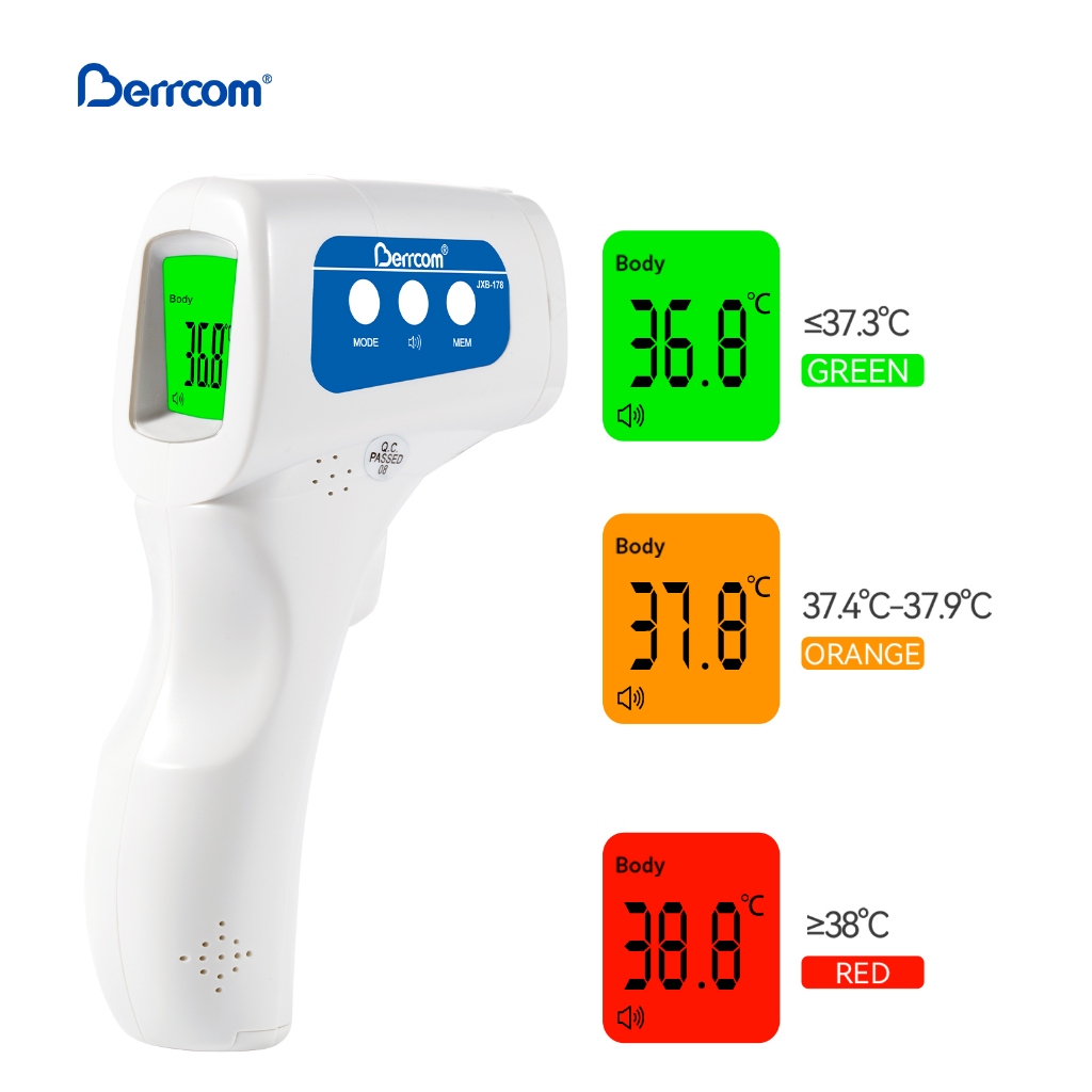 Berrcom Digital Infrared Non Contact Forehead Thermometer Tri-color ...