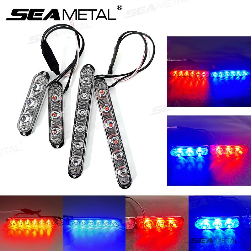 SEAMETAL LED Car Strobe Warning Lights 2pcs Grille Flashing Lightbar ...