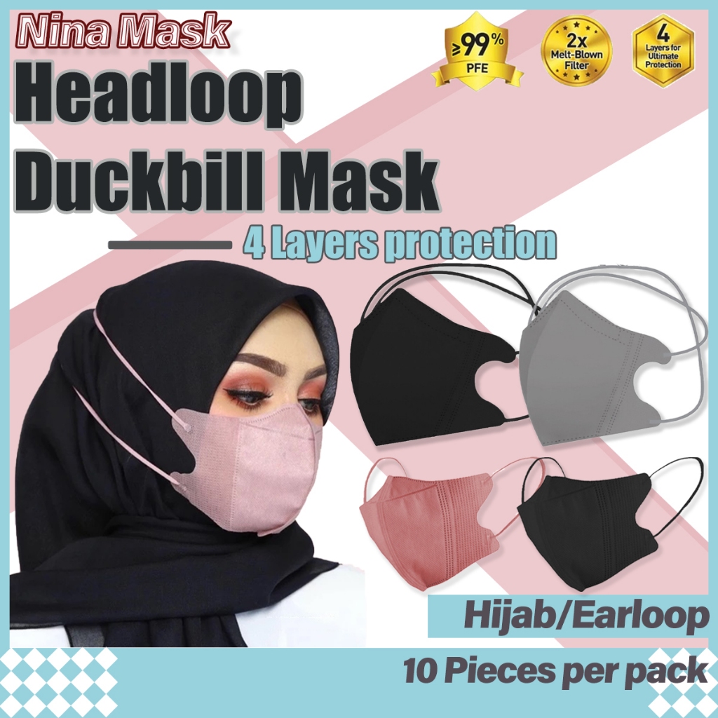 【For Muslim Girls】 Hijab Duckbill Mask 50pcs/100pcs 3D 4ply Facemask ...