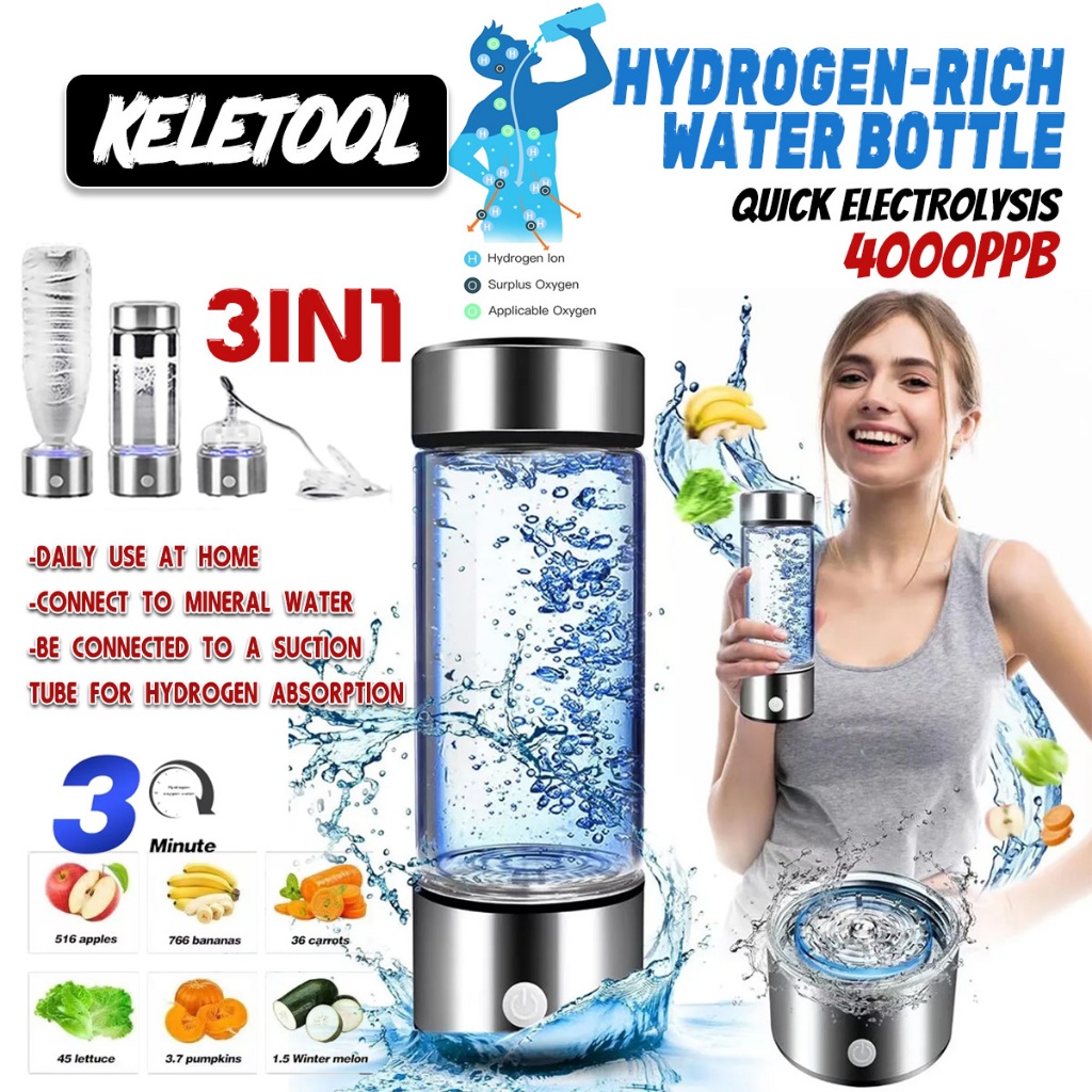 3in1 420ML Hydrogens Rich Water Bottle Cup Hydrogens Generator Water Maker Rechargeable Portable ...