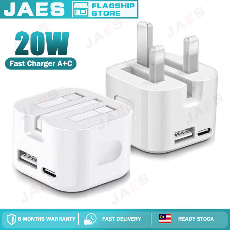 20W PD Power Adapter USB A + Type C Fast Charging 2 Port USB-C For 15 ...