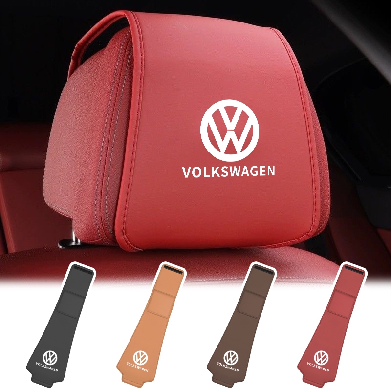 1/2pcs Car Logo Headrest Protect Cover PU Leather Car Seat Pillowcase ...