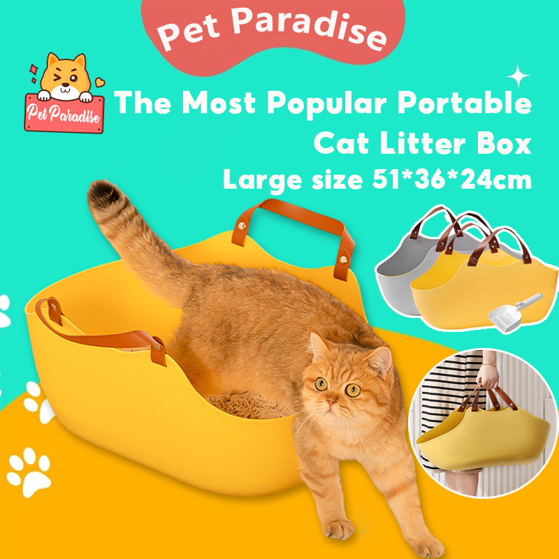 Cat Litter Box Portable Handheld Open Cat Toilet 貓砂盆 Anti Splash Cat ...