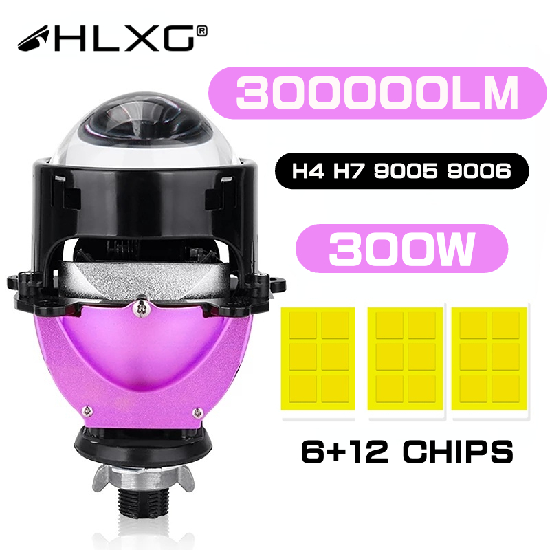 HLXG 12+6pc Chips 3.0 Inch Bi Led Projector Lens Halo Lights H4 H7 9005 9006 Car Headlights ...