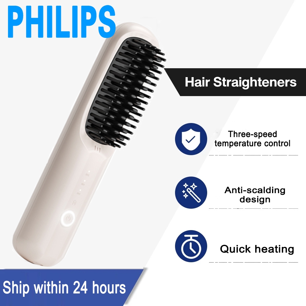 PHILIPS Wireless Hair Straightening Comb Negative Lon Hair Care ...