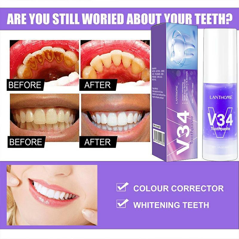 v34 Toothpaste Colour Corrector Teeth Whitening Tooth Stain Removal ...