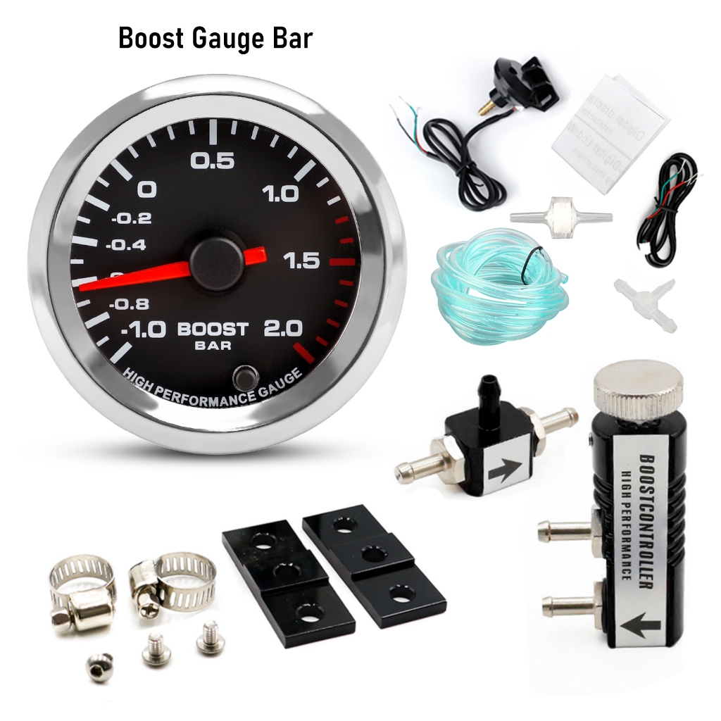 New Car 7 Colors 2'' 52mm 12V Turbo Boost Gauge -1-2 BAR Pointer ABS ...