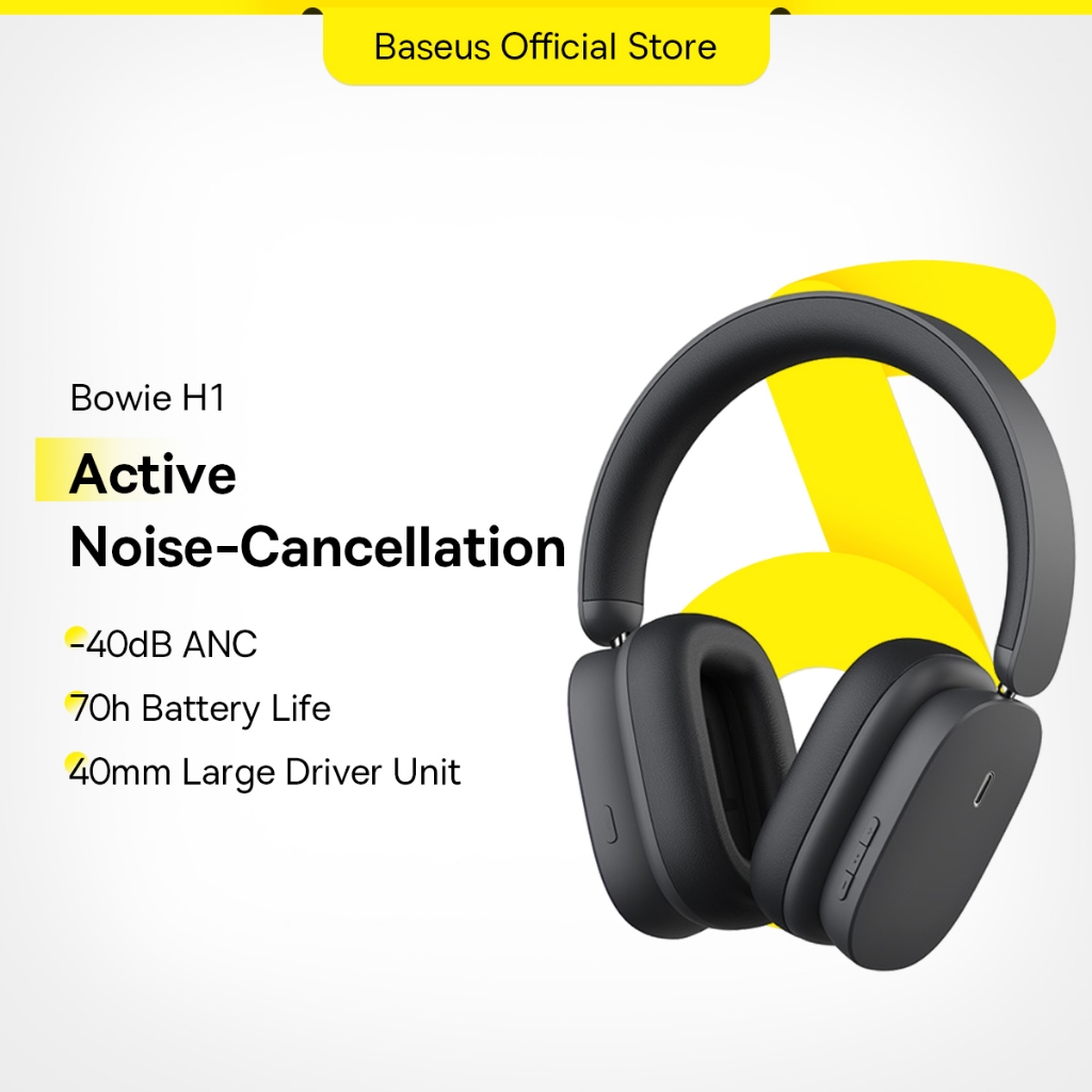Baseus H1 Wireless Headphones ANC Bluetooth 5.2 Ultra-long Battery Life ...