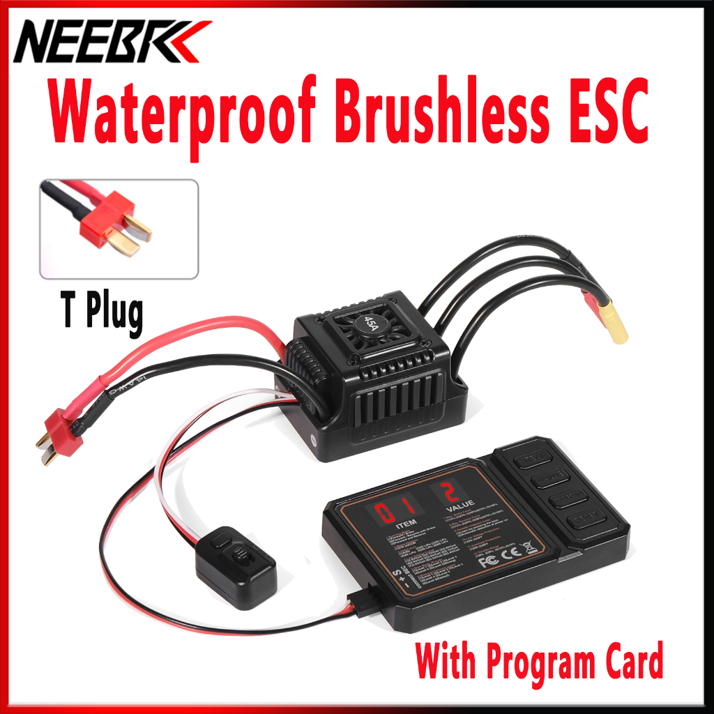 NEEBRC 2024 New ZH 45A RC ESC Waterproof Sensorless Brushless 2-3S ESC And T Plug With Program ...