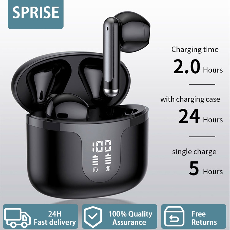 SPRISE S47 Wireless Earphone Bluetooth With LED Display HiFi Noise ...