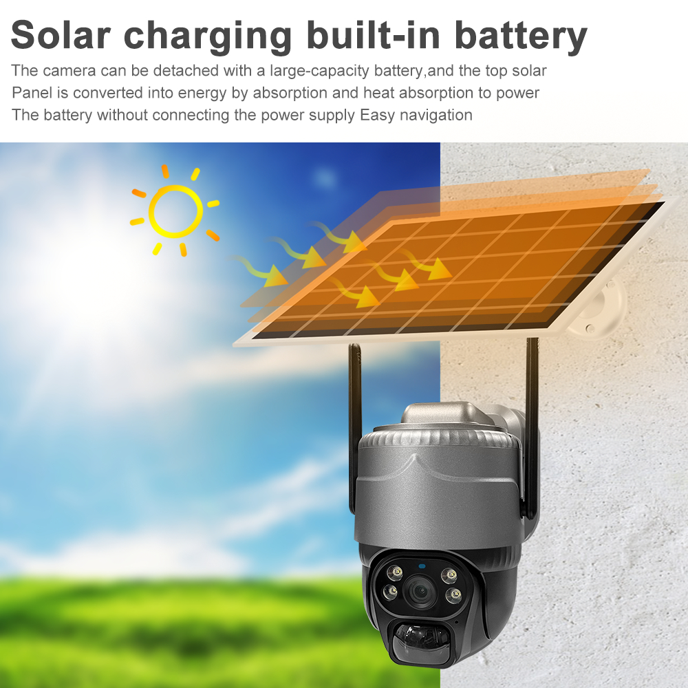 V380 PRO 3MP WIFI Solar Battery Powered Outdoor PTZ IP CCTV Camera, H ...