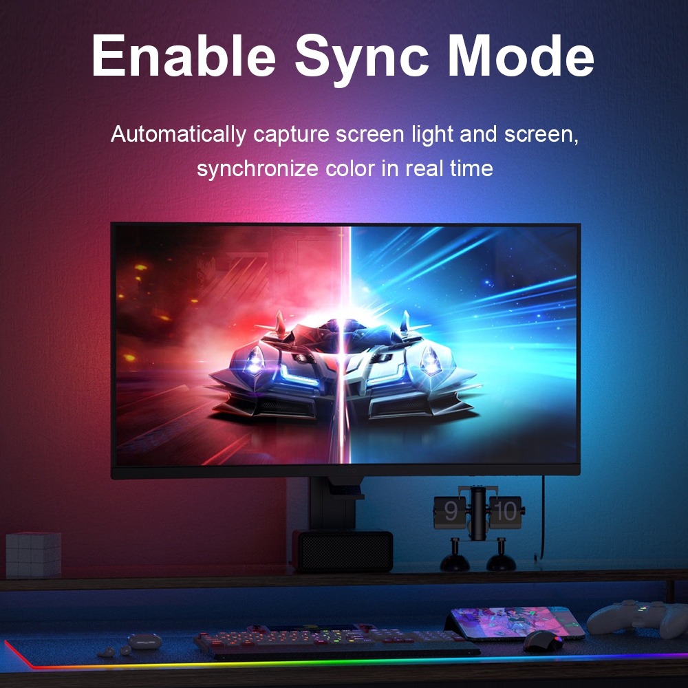 Smart Ambient Computer Lighting PC Display Sync LED Strip Light RGB ...