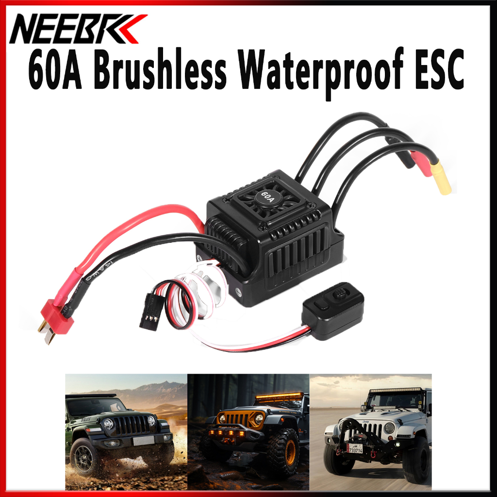 NEEBRC 60A RC ESC Waterproof Sensorless Brushless 2-3S ESC And T Plug ...