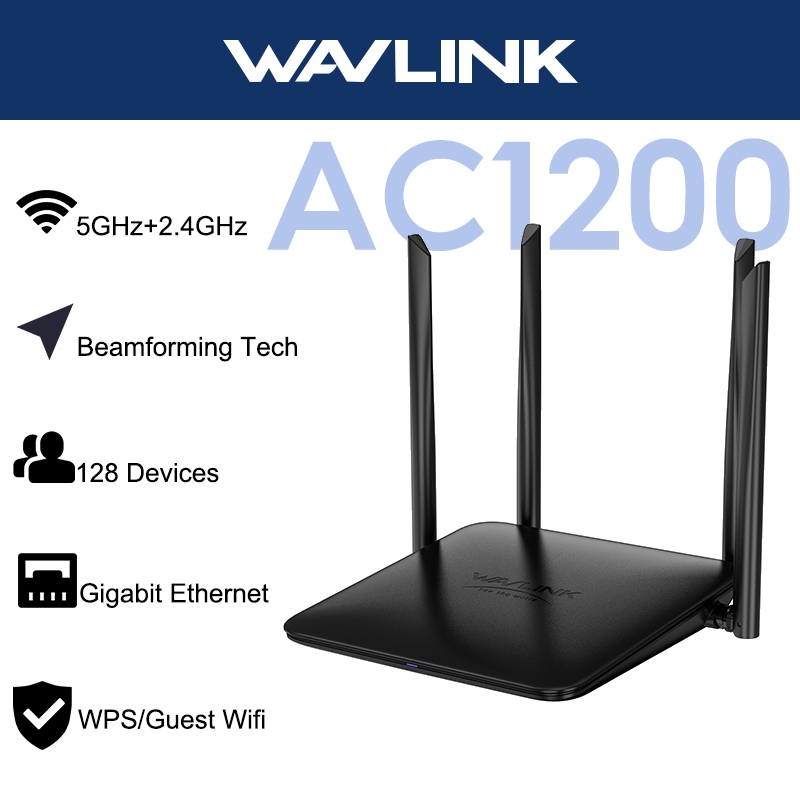 WAVLINK AC1200 Wireless Router Dual Band 2.4GHz+5GHz Long Range Wifi ...