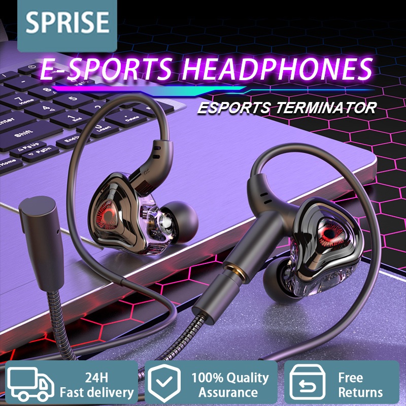 SPRISE G59 Bass Wired Earphone Gaming With Dual Mic Noise Cancel HiFi ...