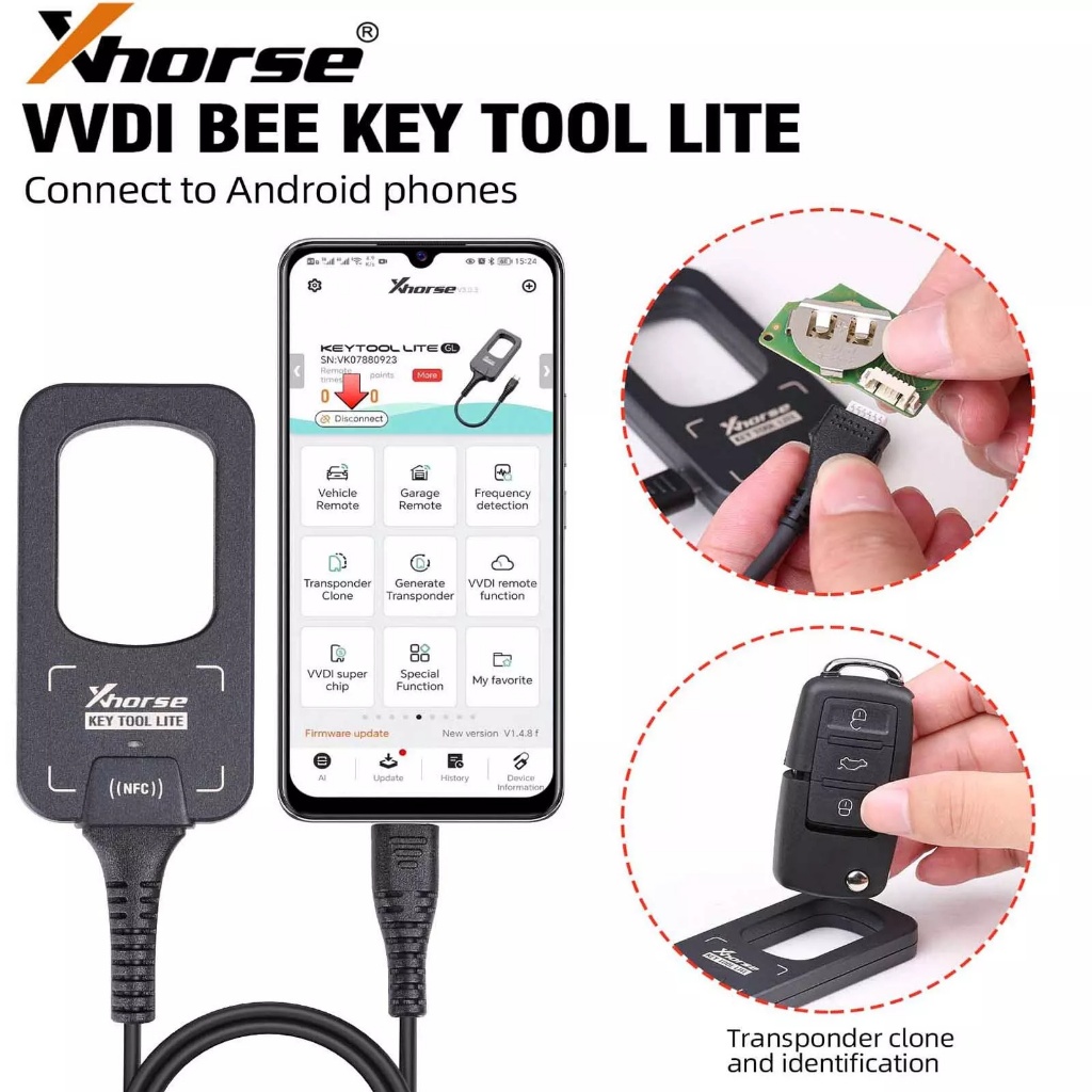 Xhorse VVDI BEE Key Tool Lite Generate Transponder & Remote Frequency ...
