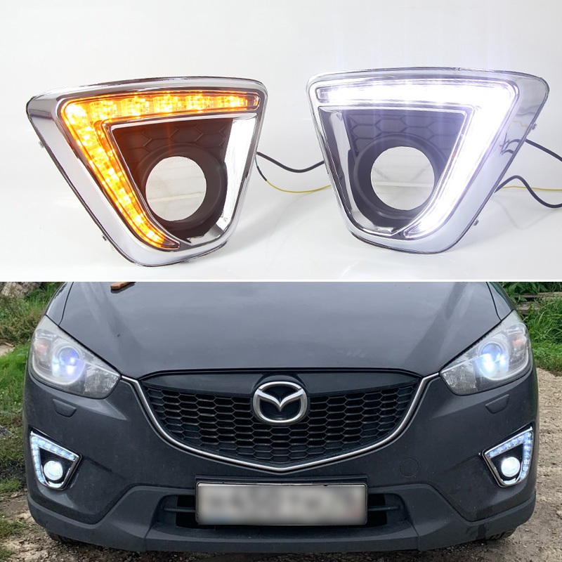 Mazda CX-5 CX5 2012-2014 LED Daytime Running Light With Yellow Turn Signal Car LED DRL Lamp ...
