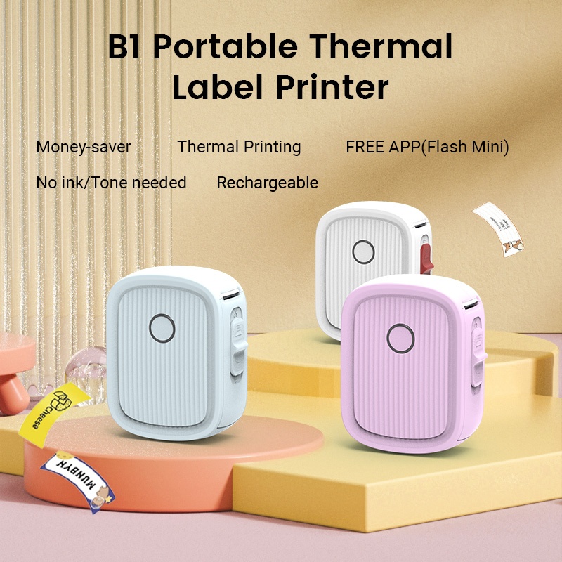 Flashlabel Mini Thermal Printer, Portable Label Maker Machine with Cutter for Printing Price Tag ...
