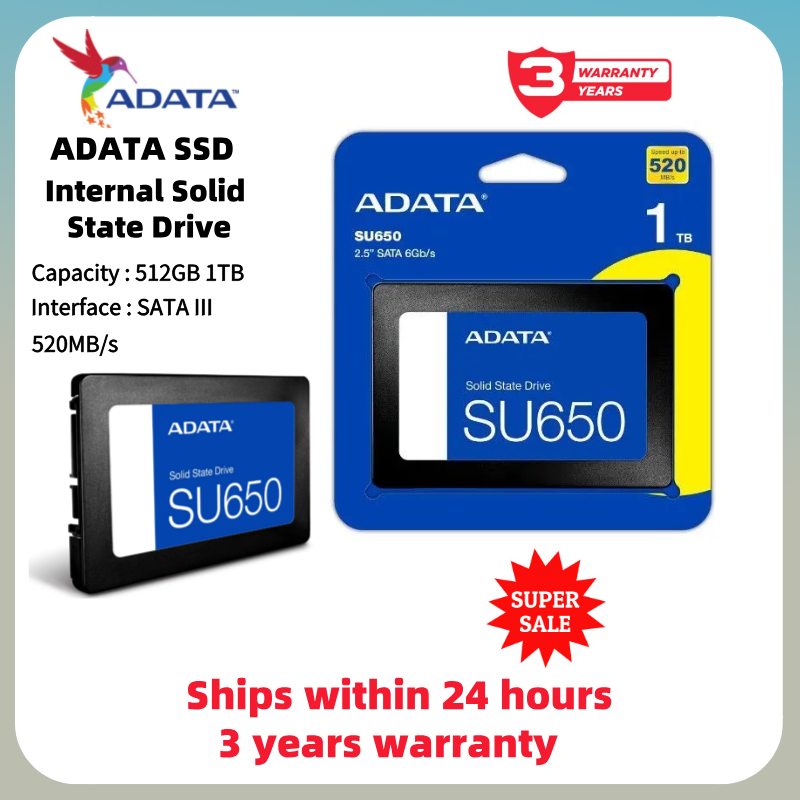 ADATA ULTIMATE SU650 2.5" SATA 6GB/S INTERNAL SSD SOLID STATE DRIVE 3D ...