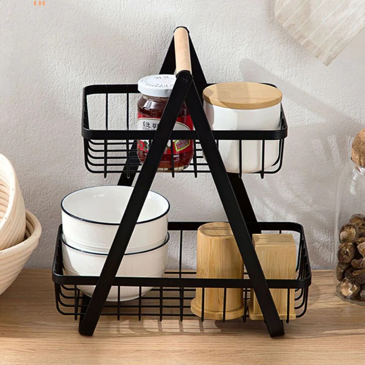 2 Tier Onion Rack Fruit Basket Vegetable Storage Kitchen Rack Home ...