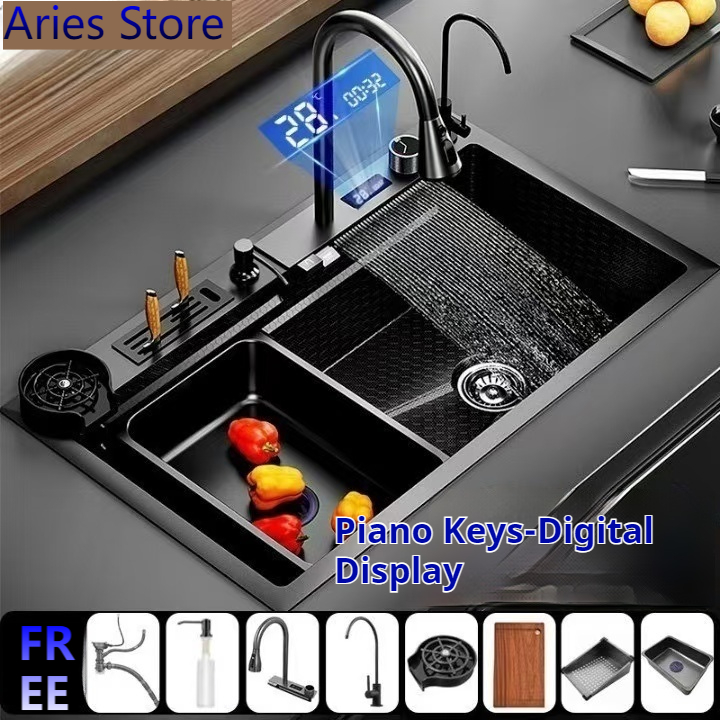Kitchen sink SUS 304 stainless steel Black&Silver Stainless Steel Sink ...