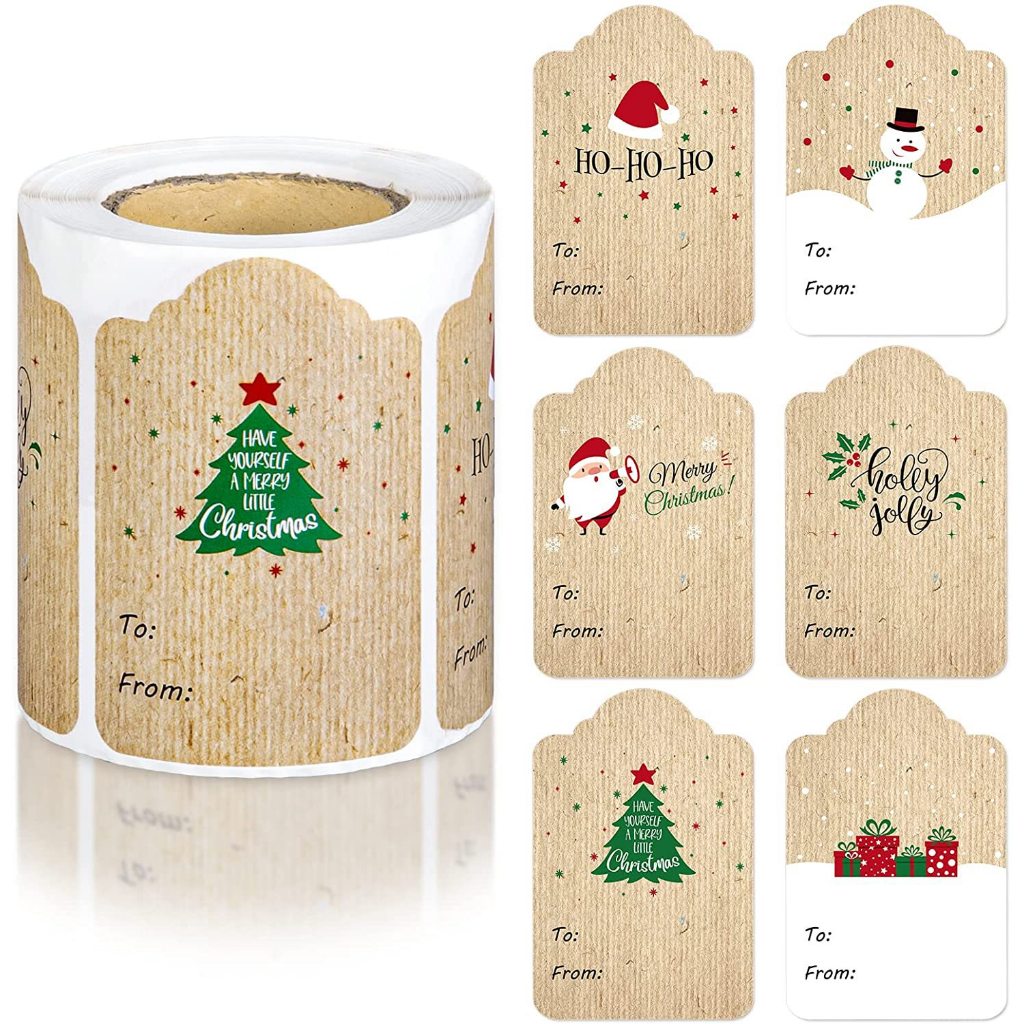 300 Stickers/Roll Christmas Stickers Gift Packaging Decorative Adhesive ...