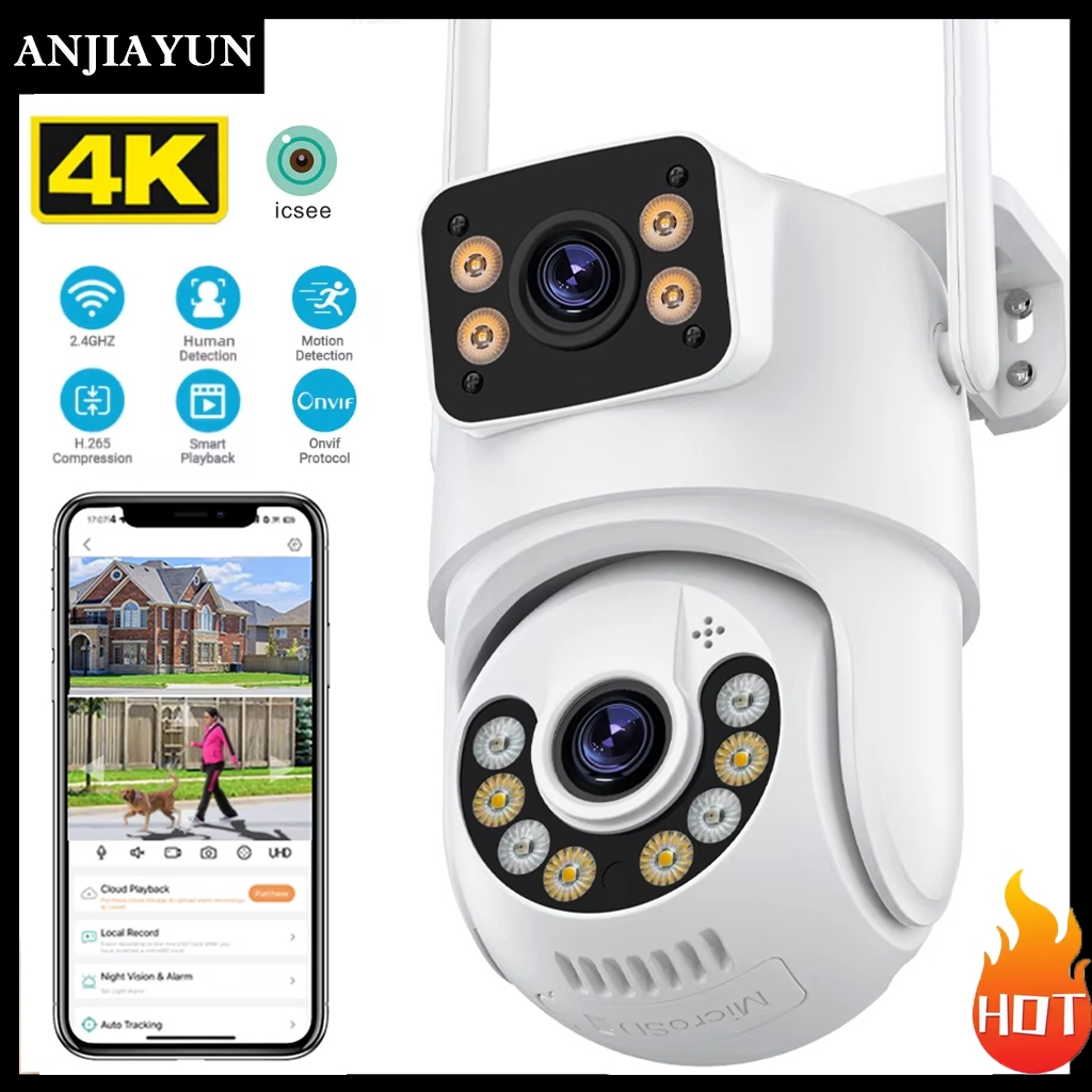 Wifi IP Camera 4K 8MP Dual Lens Waterproof Security PTZ Camera Home ...