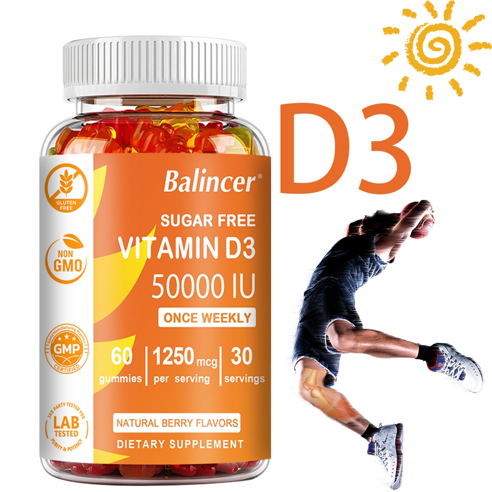 Balincer Vitamin D3 50,000 IU Weekly Supplement - 60 Gummies - For Bone ...