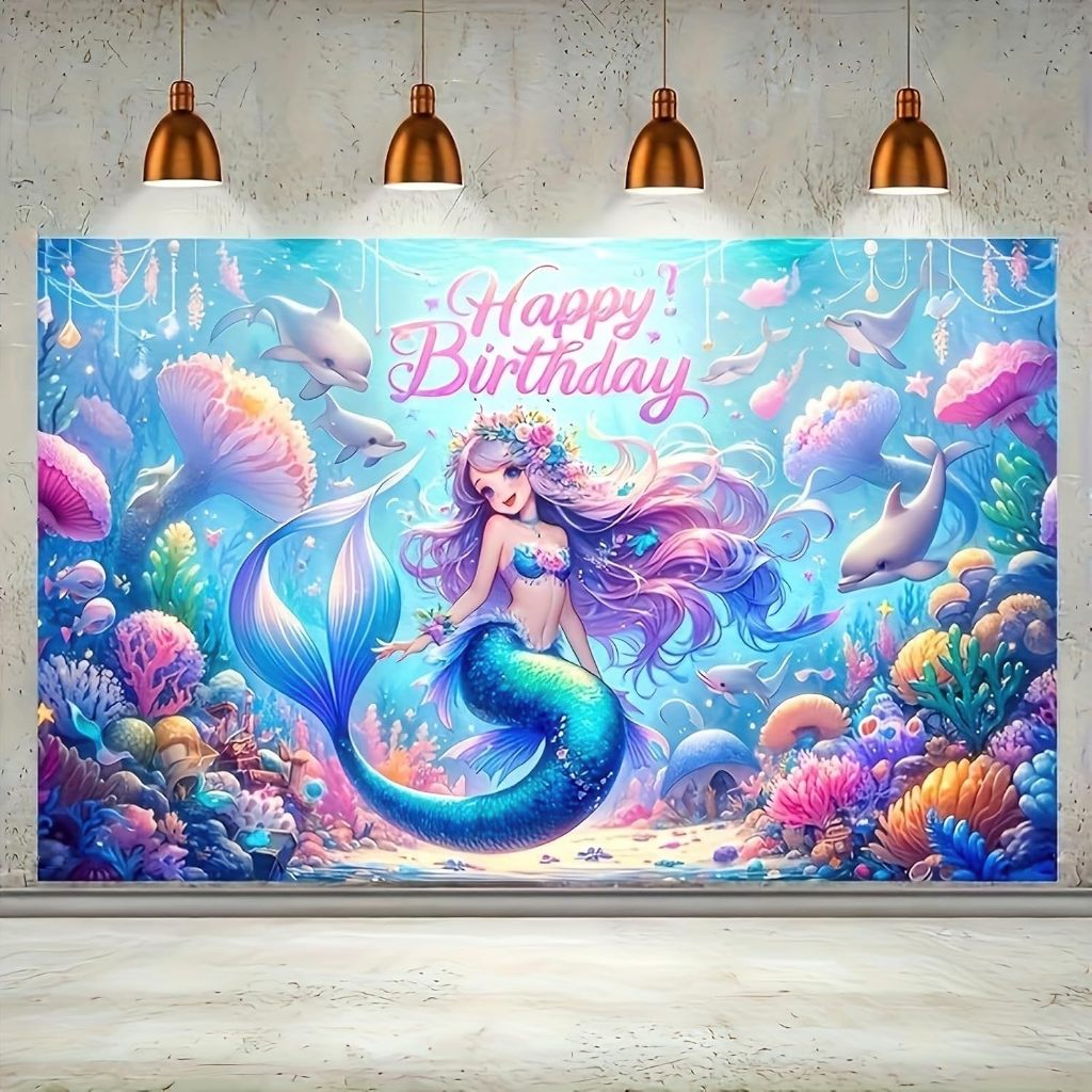 5x3ft Mermaid Birthday Banner mermaid party decorations Backdrop for ...