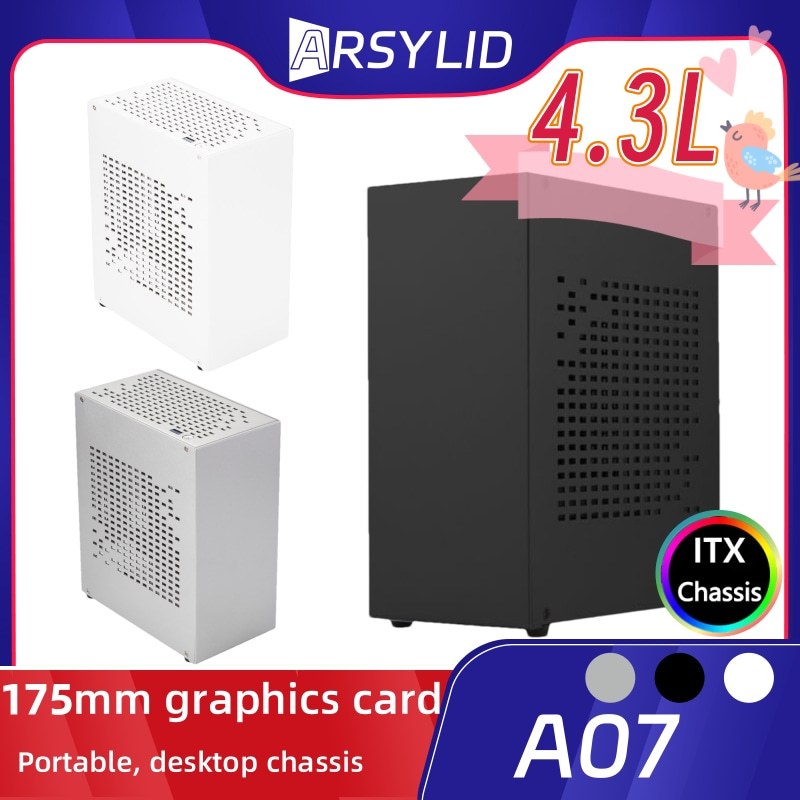 All Aluminum 2.0mm HTPC Mini ITX A4 Chassis Game Computer Support Graphics Card RTX2070 I5 ...
