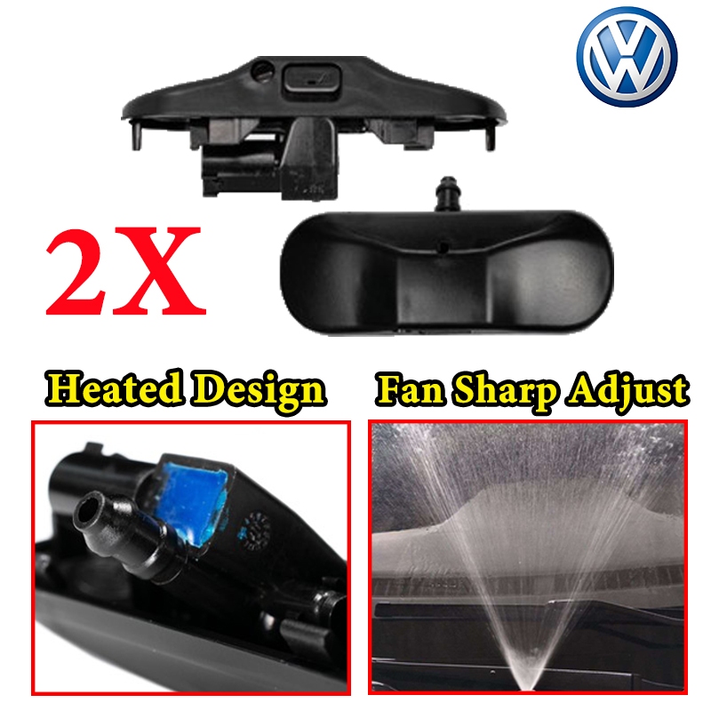 2Pcs Sprinkler Car Washer Nozzle Windshield Wiper Jet Heated For VW ...