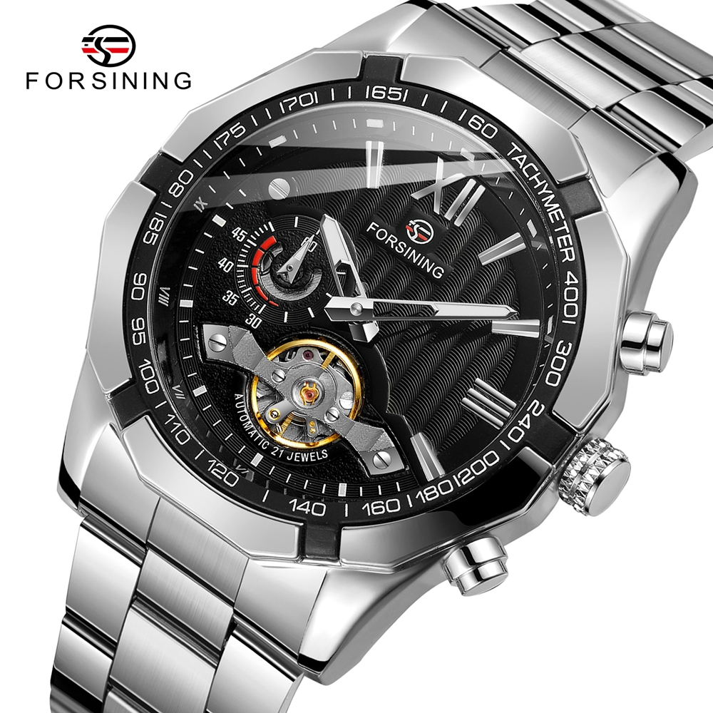 Original Forsining watch fashion luxury hollow men's stainless steel ...