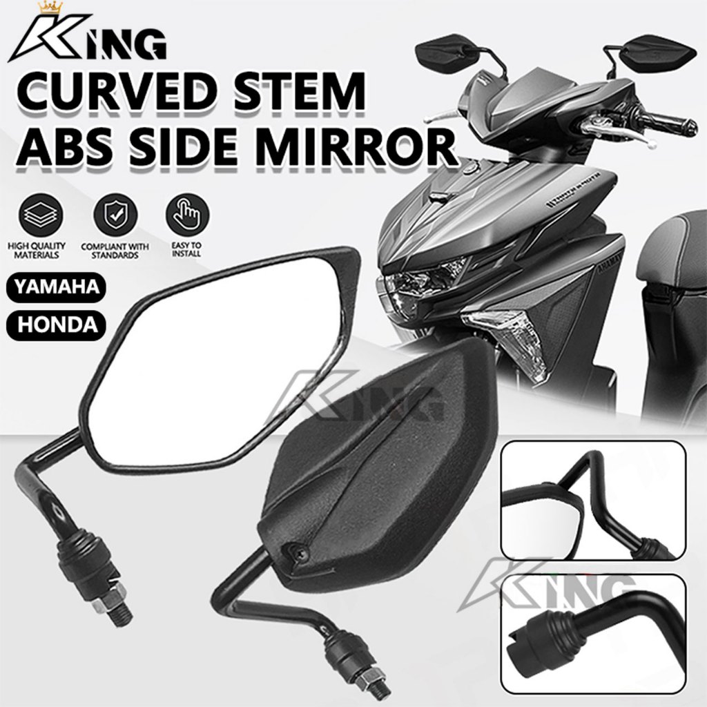 YAMAHA HONDA CURVED STEM SIDE MIRROR NON-GRADED LEN REAR VIEW MIRROR ...