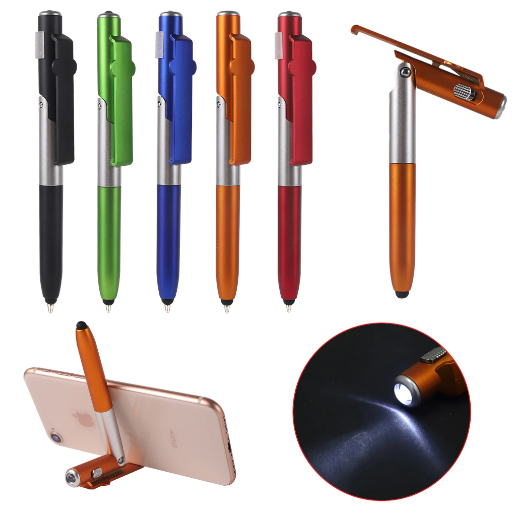 4 in 1 Multifunction Touch Pen Ballpoint Pens with LED Light Folding ...