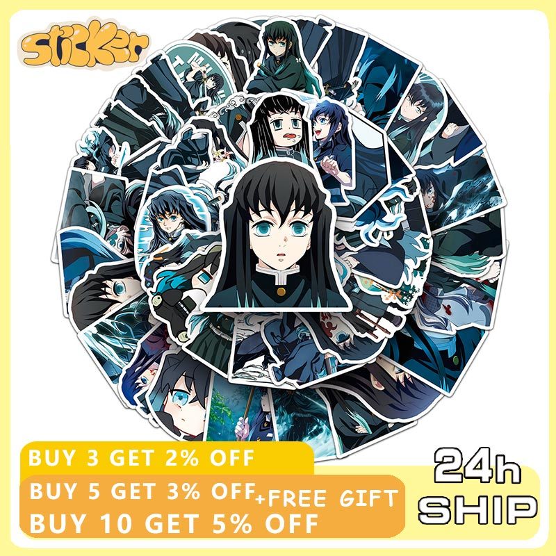 50pcs Anime Demon Slayer Sticker Cartoon Tokitou Muichirou Graffiti Kid ...