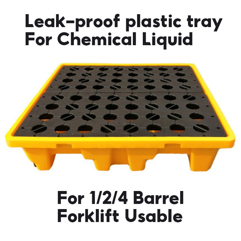 Spill-proof plastic pallet, chemical spill deck, forkliftable drum tray ...