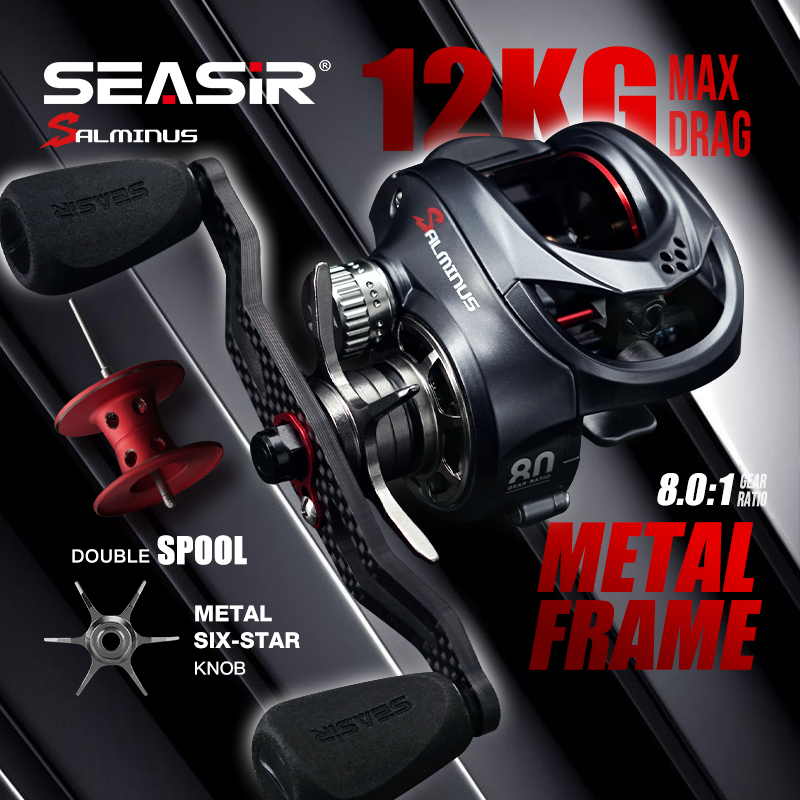 Seasir Salminus Metal Baitcasting Reel Aluminum Frame CNC Drag Knob 8.0:1 Gear Ratio 11+1BB ...