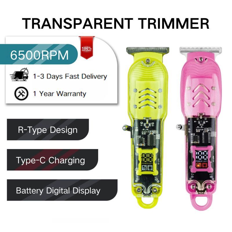 New Transparent Trimmer Power Display Small Silent Electric Hair ...