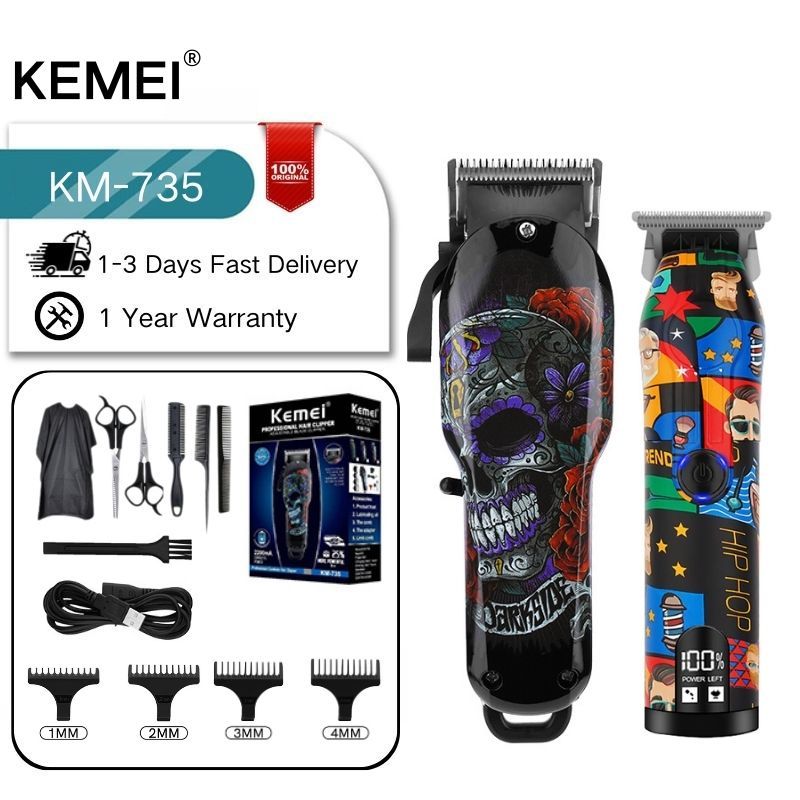 Kemei Hair Trimmer for Men Hair Clipper KM-735 Rechargeable Cordless ...