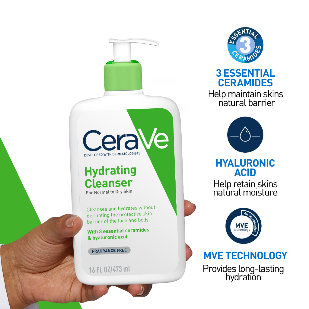 CeraVe Hydrating Cleanser | Non-comedogenic, hydrating, smooth and ...
