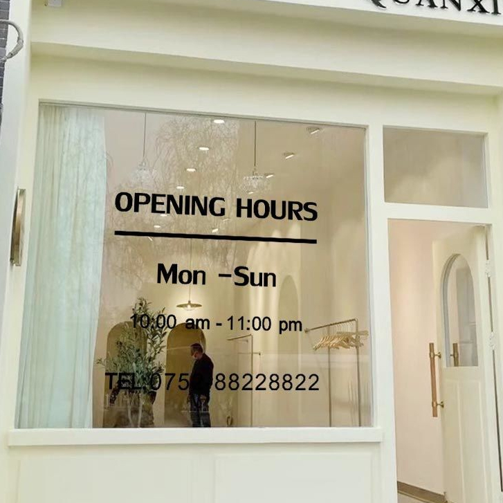 Customized Shop Simple Business Hour Stickers Clothing Store Cafe Restaurant Convenience Store ...