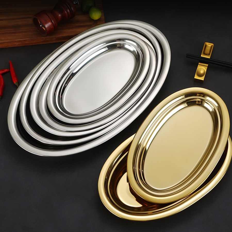 Oukeai Korean Style 304 Stainless Steel Oval Plate Barbecue Steamed ...