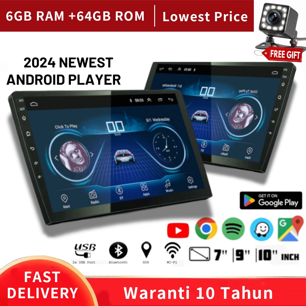 24H Shipping Android Player 6GB+64GB android car player 7/9/10 inch Car ...