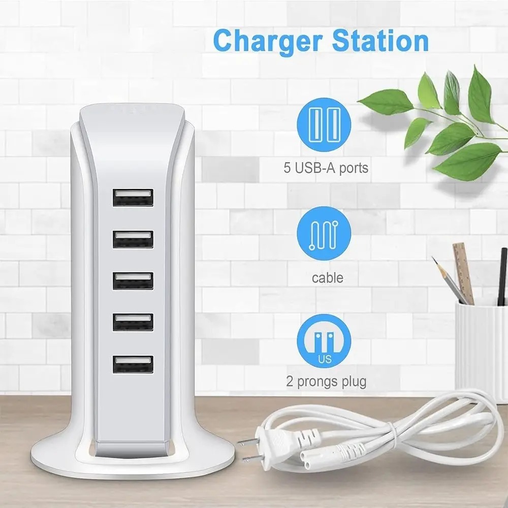 5 Port USB Charger Station 5V4A 20W Charger Fast Charging with Power ...