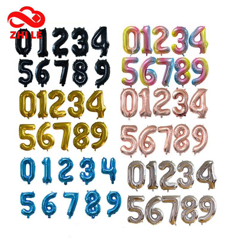 16 Inch Number Aluminum Foil Balloon 0-9 Bit Helium Balloons Happy ...