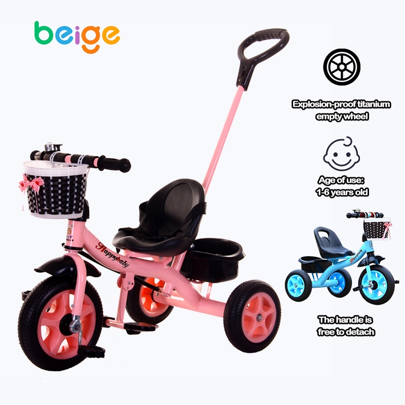 Beige Basikal Budak Kanak 2 Tahun Bicycle Kids 3 Wheels Ride-On Tires ...