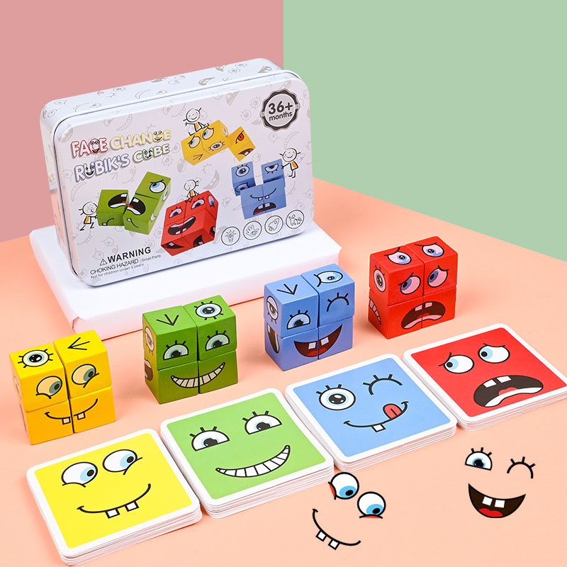 Kids Educational Toys Emotion Change Blocks Expressions Puzzles ...
