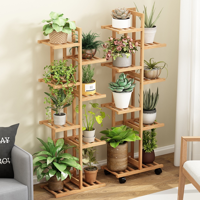 【Ready Stock】Bamboo Plant Stand Flower Stand Multilayer Rak Pasu Bunga ...