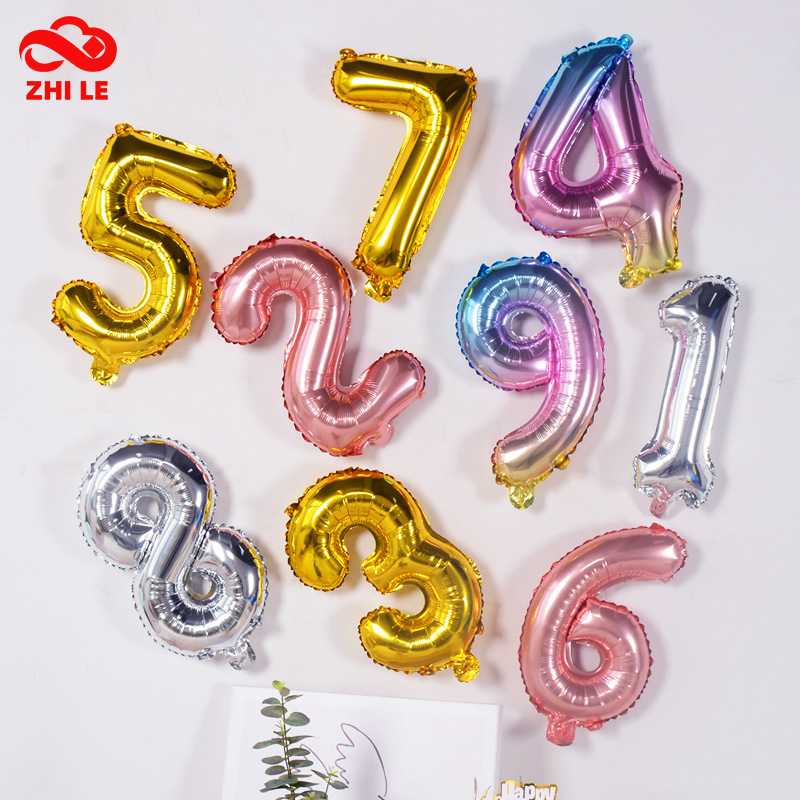 16 Inch Number Aluminum Foil Balloon 0-9 Bit Helium Balloons Happy ...