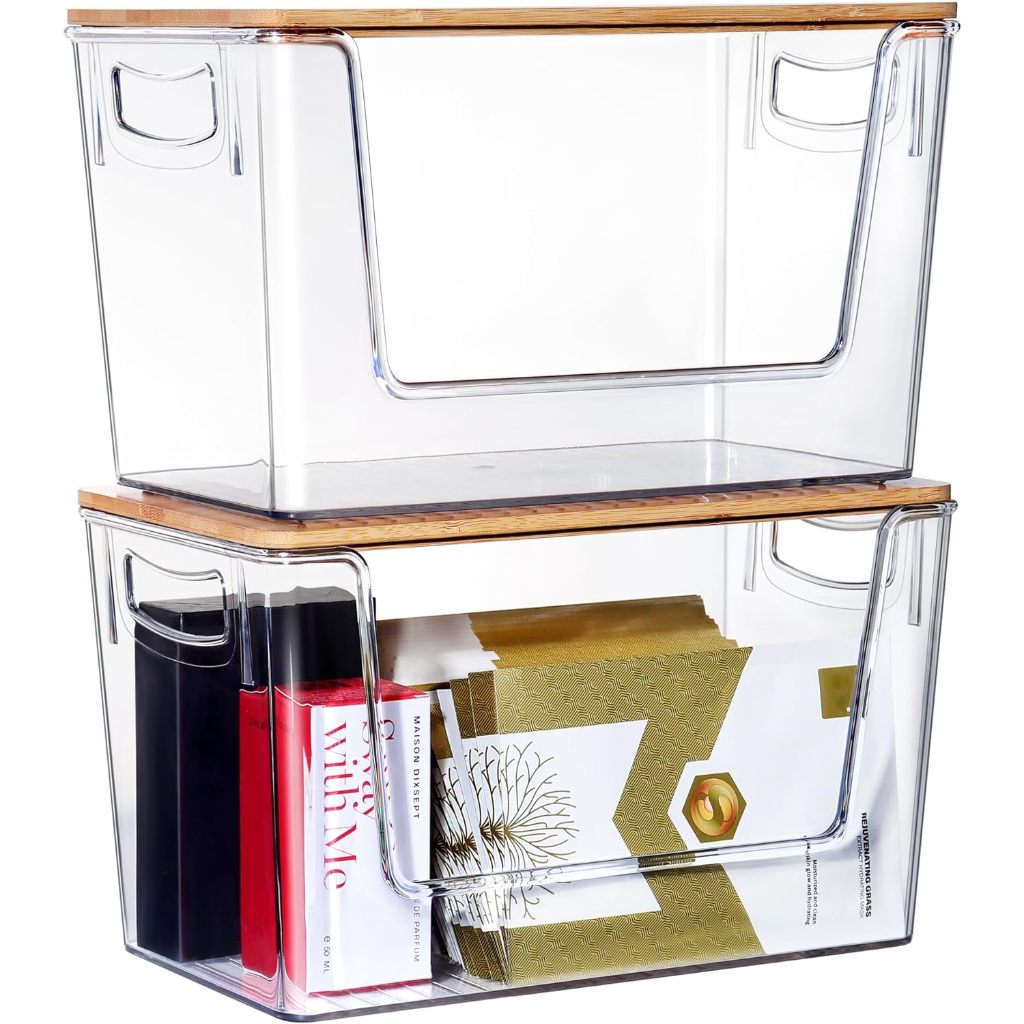 Clear Stackable Storage Containers Acrylic Open Front Storage Bins with ...